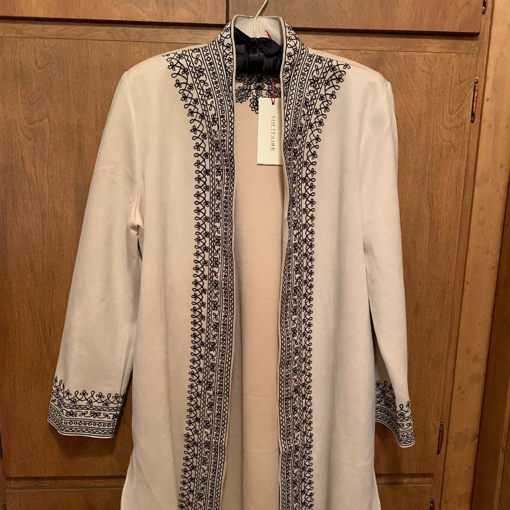 Solitaire Faux Suede Embroidered Jacket - Gem